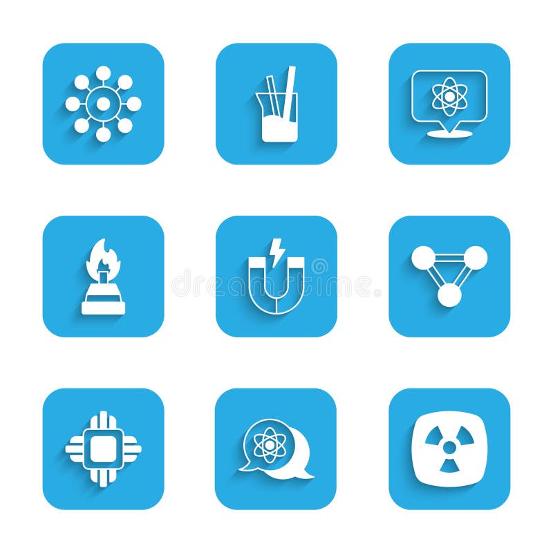 Set Magnet, Atom, Radioactive, Molecule, Processor CPU, Alcohol Spirit ...