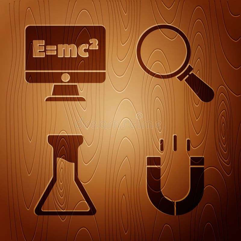 Set Magnet, Equation Solution, Test Tube and Flask and Magnifying Glass ...