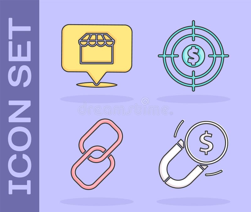 Set Magnet with Money, Online Shopping Concept, Chain Link and Target ...
