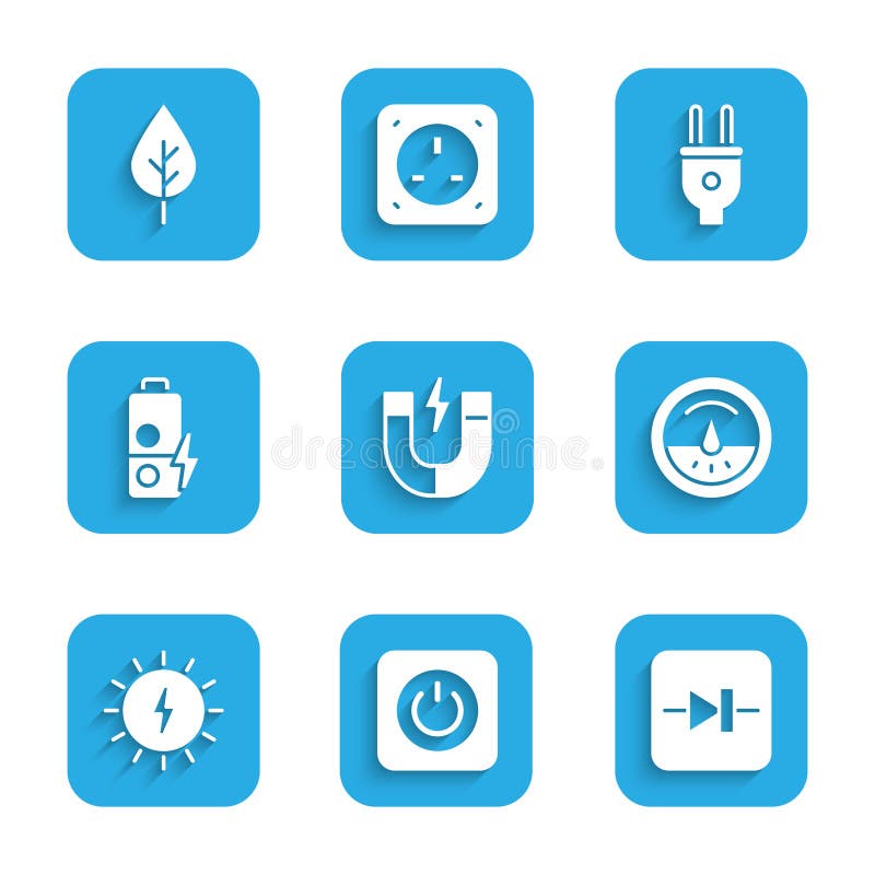 Set Magnet, Power Button, Diode in Electronic Circuit, Electric Meter ...