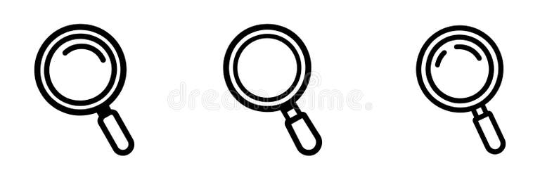 Set Magnifier Lens Icon in Flat Linear Style Isolated Stock Vector ...