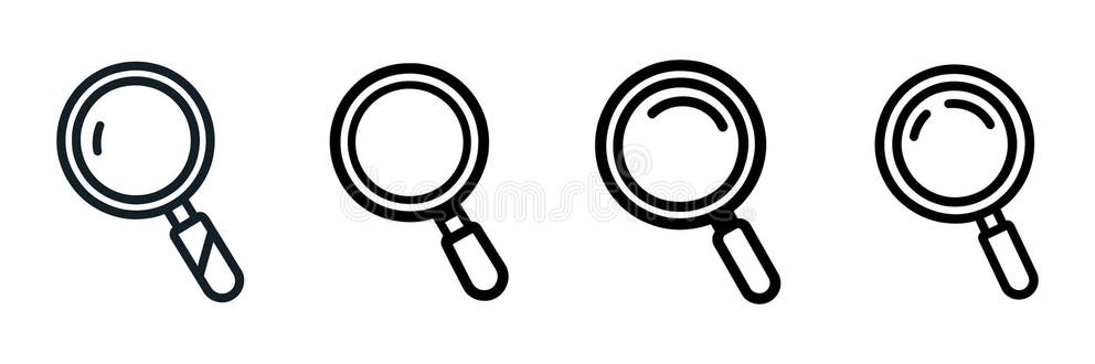 Set Magnifier Lens Icon in Flat Linear Style Isolated Stock Vector ...