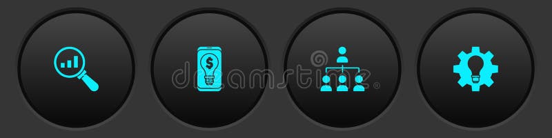 Set Magnifying Glass and Analysis, Light Bulb with Dollar on Mobile ... Set Magnifying Glass and Analysis, Light Bulb with Dollar on Mobile ...