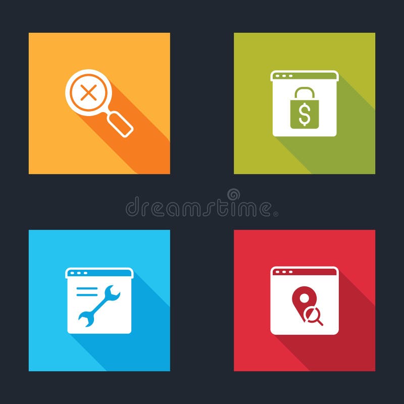 Set Magnifying Glass and Delete, Online Shopping on Screen, Browser Setting and Infographic of ...