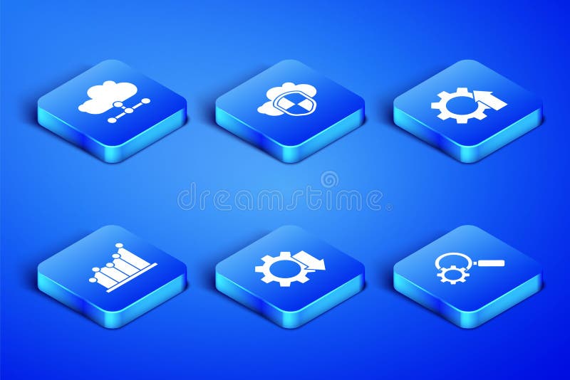 Set Magnifying Glass and Gear, Network Cloud Connection, Cost Reduction ...