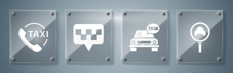 Set Magnifying Glass and Taxi Car, Taxi Car, Map Pointer with Taxi and ...