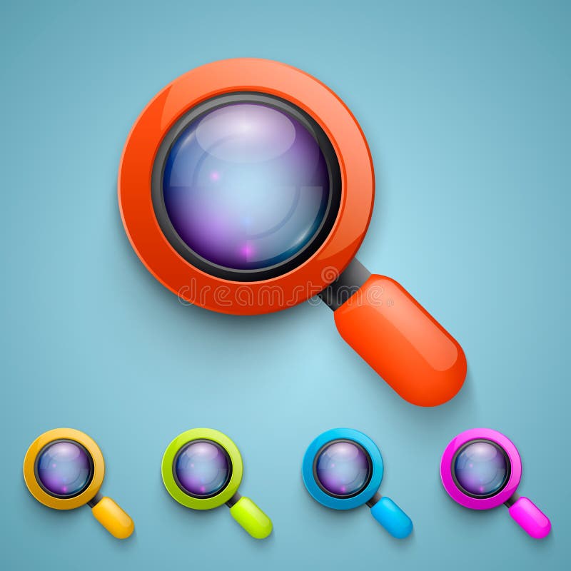 Set of Magnifying Glass. Vector Stock Vector - Illustration of forward ...