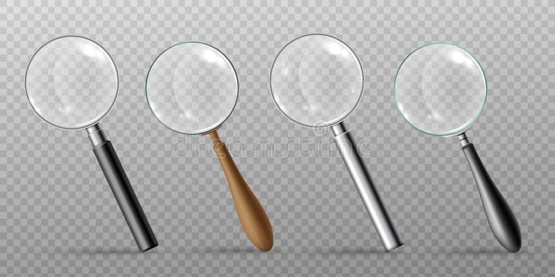Set of Magnifying Glasses Realistic Vector Templates Illustration ...
