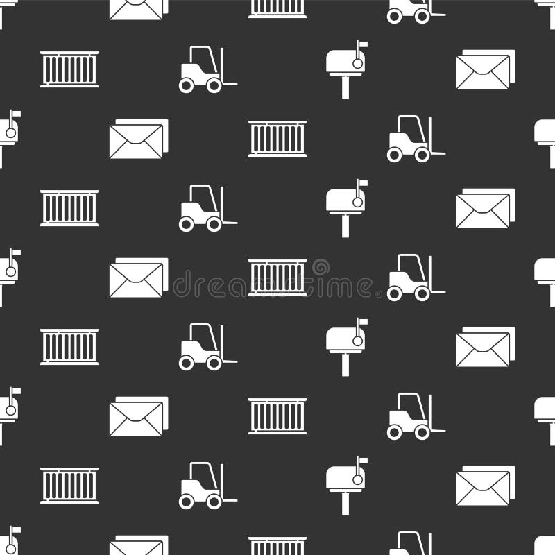 Set Mail Box, Envelope, Container and Forklift Truck on Seamless ...