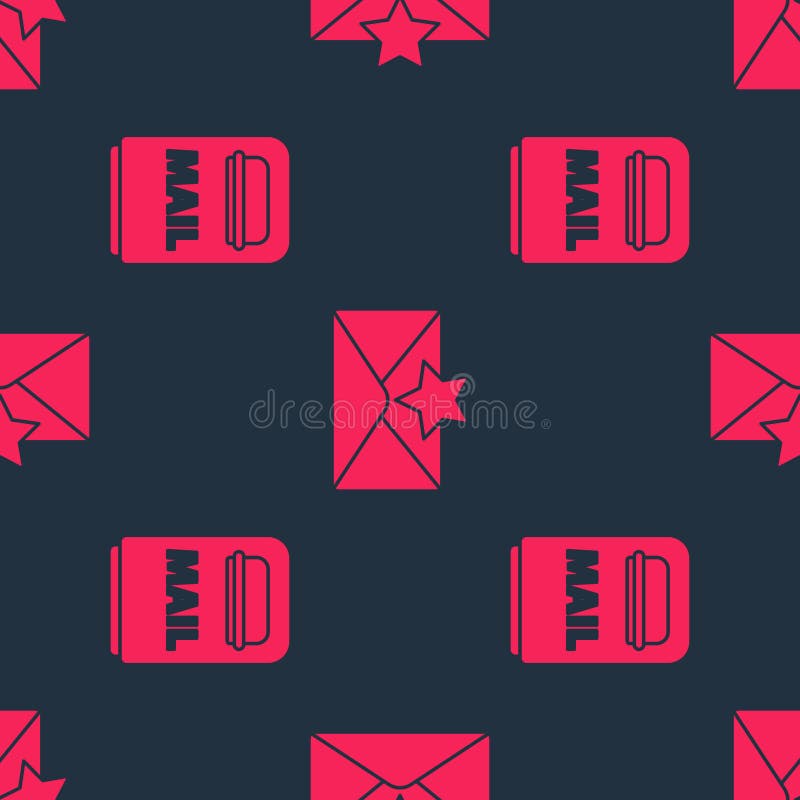 Set Mail Box and Envelope with Star on Seamless Pattern. Vector Stock ...