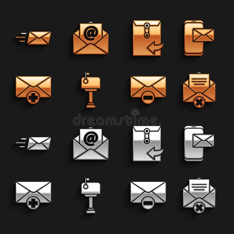 Set Mail Box, Mobile and Envelope, Delete, Received Message Concept ...