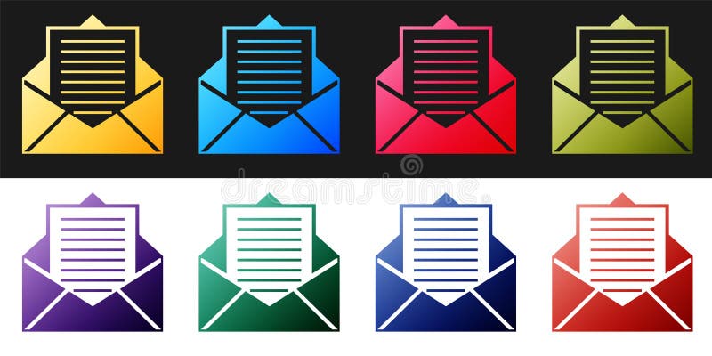 Set Mail and E-mail Icon Isolated on Black and White Background ...