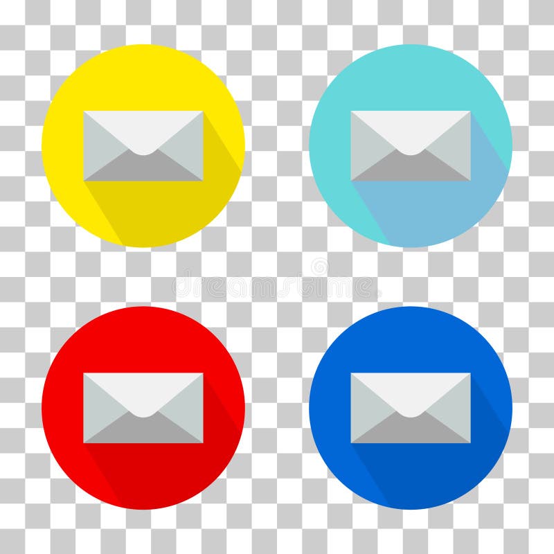 Set of Mail, E-mail Icon, Symbol on Color Background. Vector Isolated ...