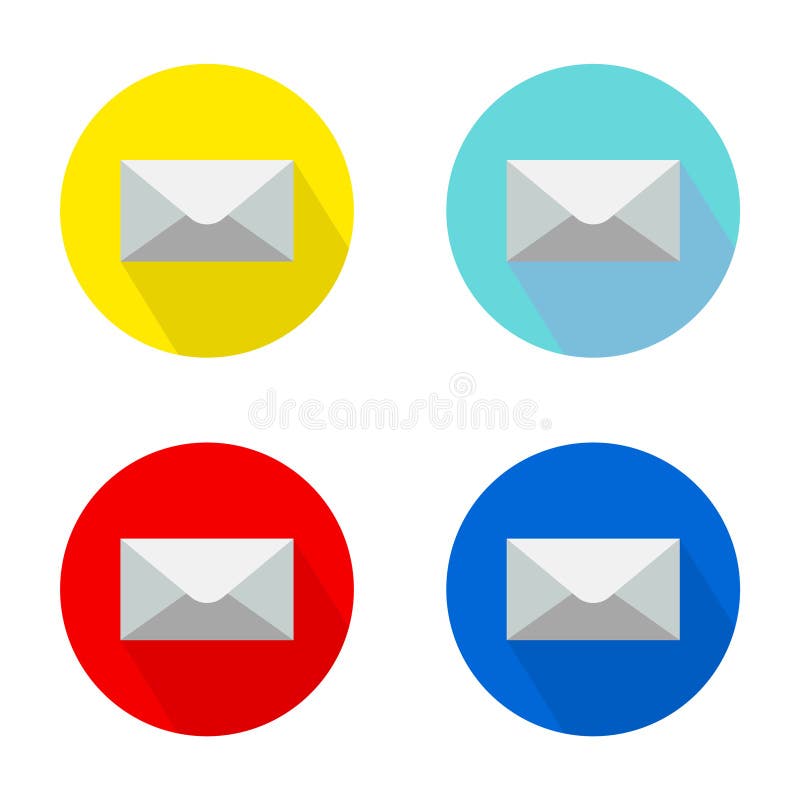 Set of Mail, E-mail Icon, Symbol on Color Background. Vector Isolated ...