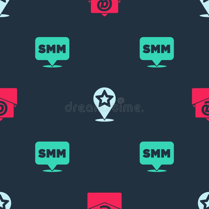 Set Mail and E-mail, Map Pointer with Star and Social Media Marketing ...