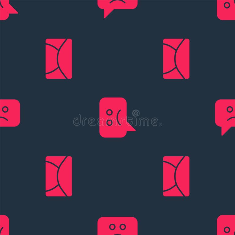 Set Mail and E-mail and Sad Smile on Seamless Pattern. Vector Stock ...