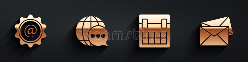 Set Mail and E-mail, World Map Made from Speech Bubble, Calendar and ...