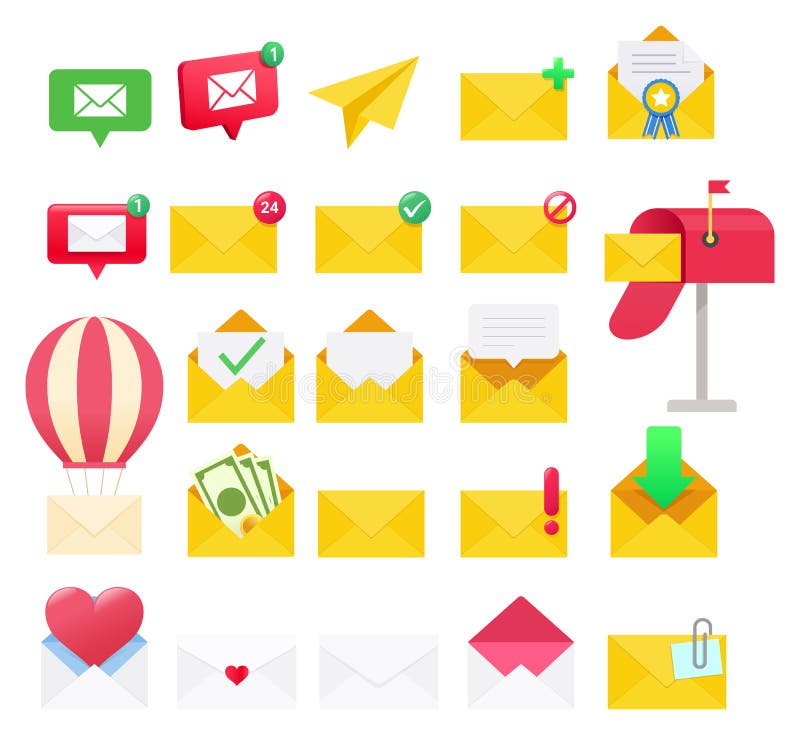 Set of Mail Icon Illustration Stock Vector - Illustration of email ...