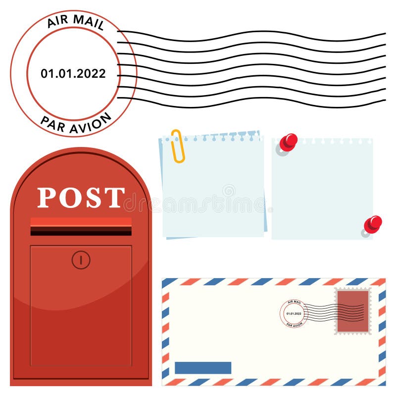 Set of Mail and Post Symbol Stock Vector - Illustration of clipart ...