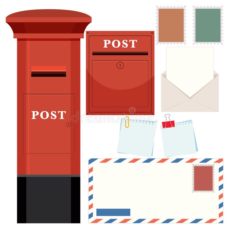 Set of Mail and Post Symbol Stock Vector - Illustration of clipart ...