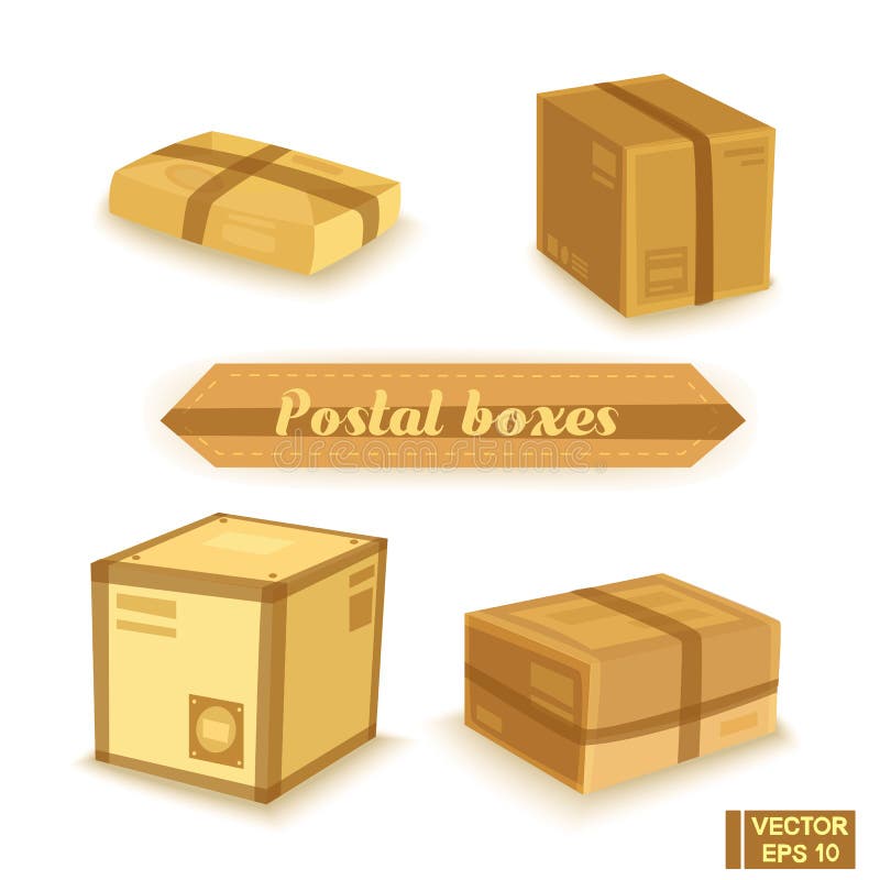 Set mailboxes and parcels stock vector. Illustration of square - 177863387
