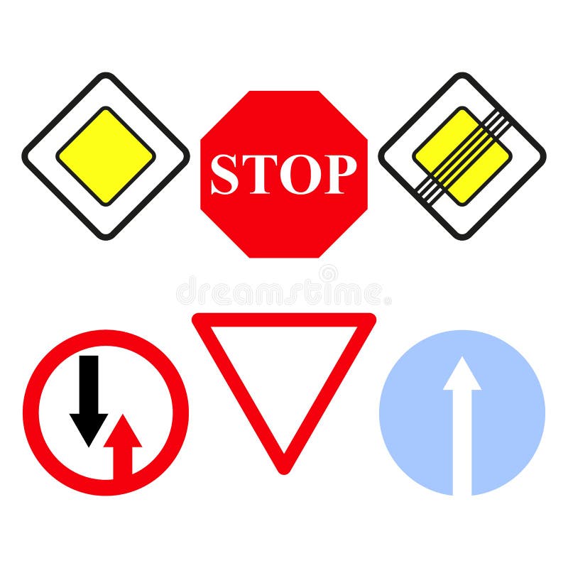 Set Main Road Signs Icons the Stop Stock Vector - Illustration of ...