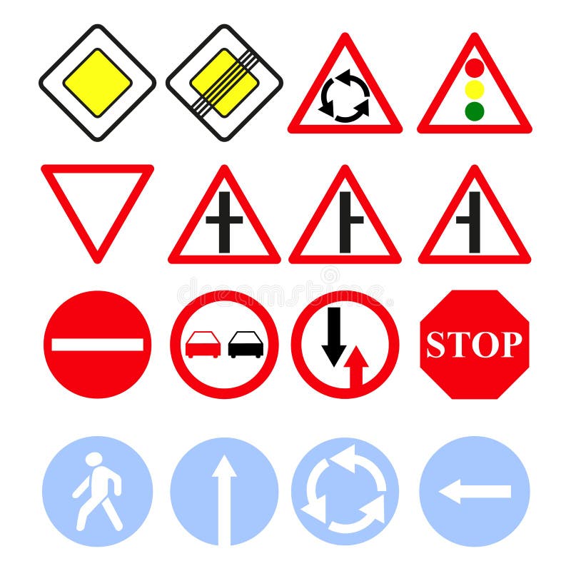 Set of the Main Road of Signs Icons Stock Vector - Illustration of ...