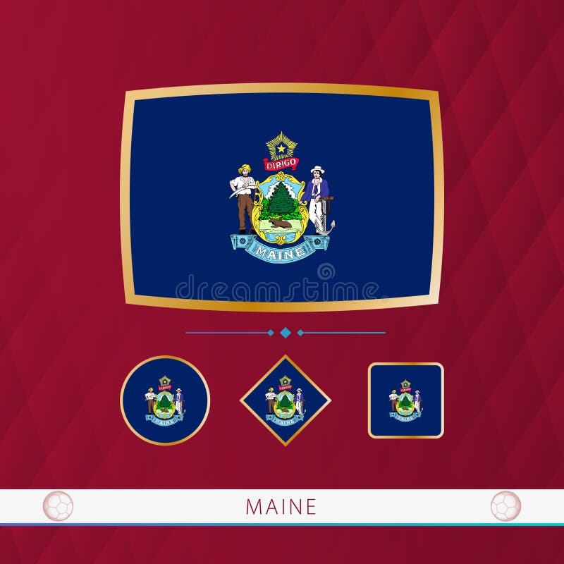 Set of Maine Flags with Gold Frame for Use at Sporting Events on a ...