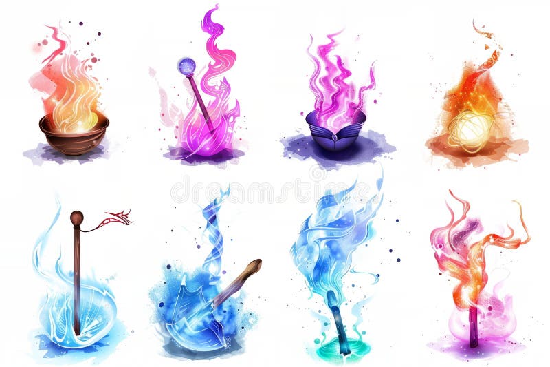 Set of Majestic Magic Spells on White Stock Image - Image of witchcraft ...