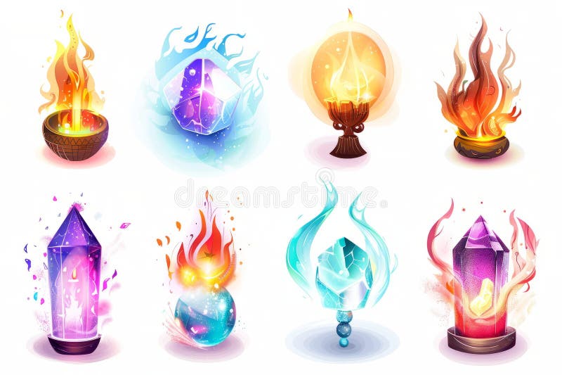 Set of Majestic Magic Spells on White Stock Image - Image of arcane ...