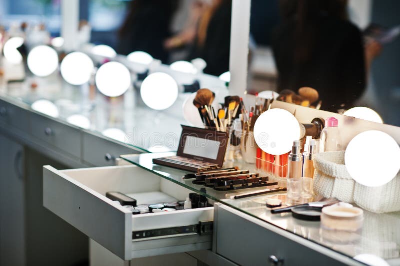 Set of Make Up Brushes at Beauty Salon. Stock Photo - Image of makeup ...