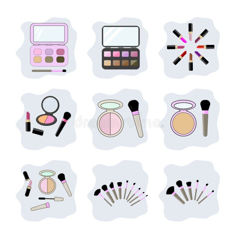 Set of Make Up Vector Icons Stock Vector - Illustration of lips ...