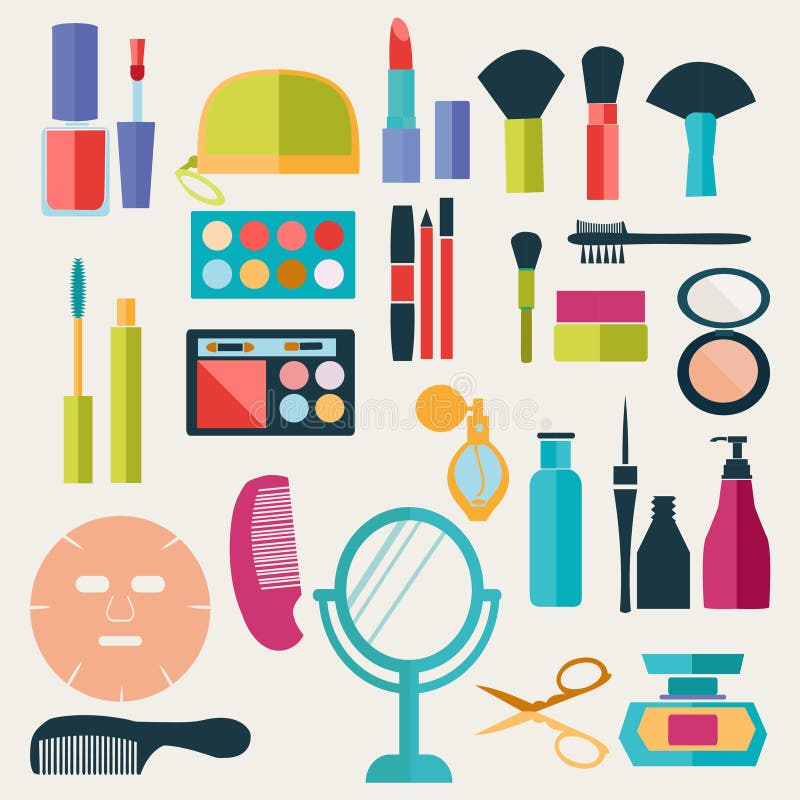 Set of Makeup and Beauty Elements Pattern-illustration Stock Vector ...