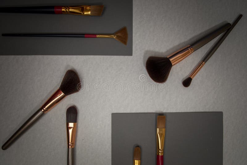 Set of Makeup Brushes of Different Sizes with Geometric Shapes and Copy ...