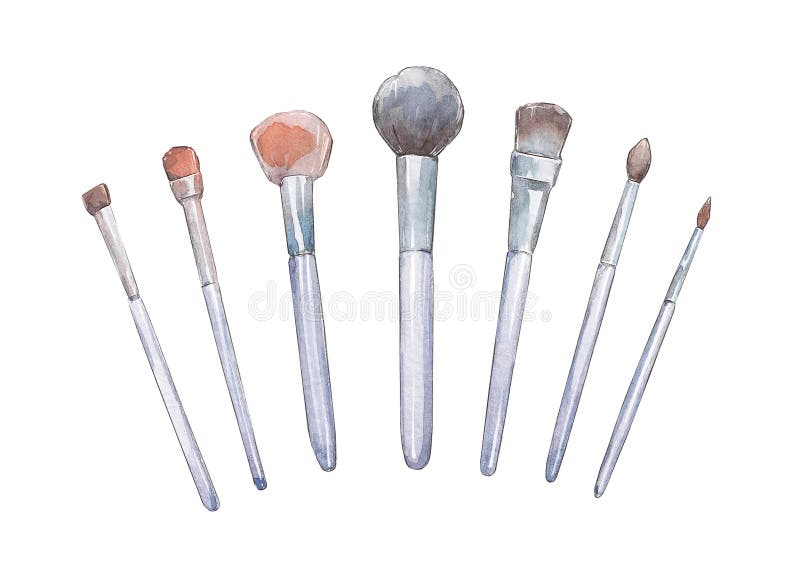 Set of Makeup Grey Brushes Isolated Stock Image - Image of product ...