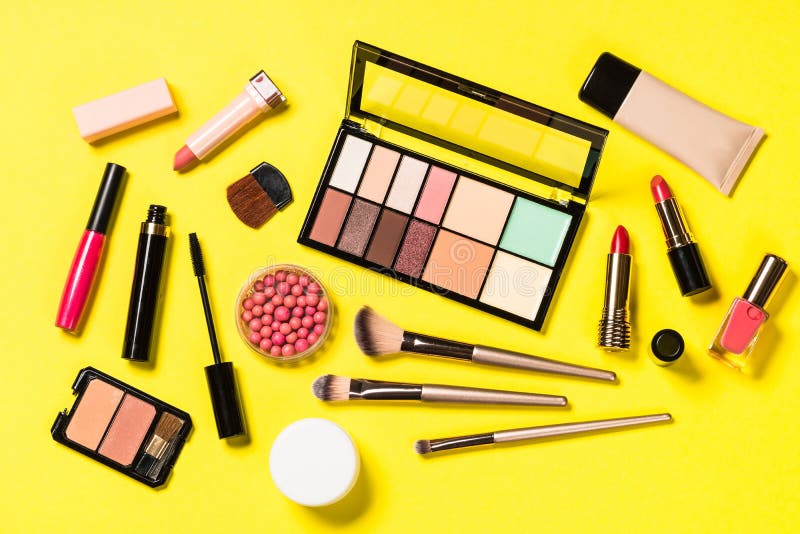Set of Makeup Professional Cosmetic Top View. Stock Photo - Image of ...