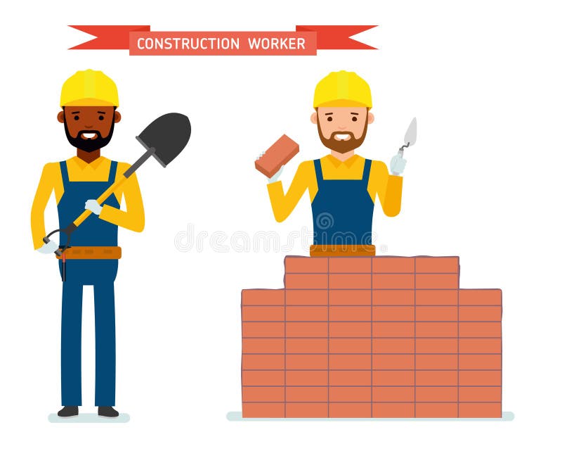 Construction Worker Character Creation Set. Male Worker in Blue Overall ...