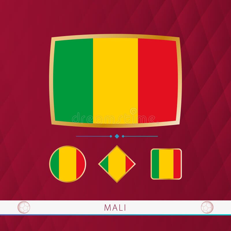 Set of Mali Flags with Gold Frame for Use at Sporting Events on a ...