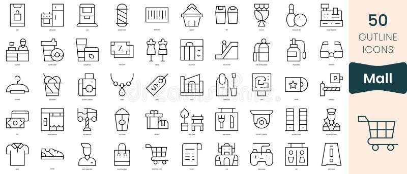 Set of Mall Icons. Thin Linear Style Icons Pack Stock Vector ...