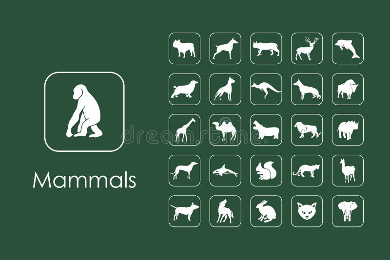 Set of Mammals Simple Icons Stock Vector - Illustration of deer ...
