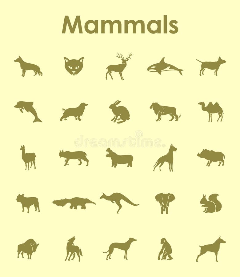 Set of Mammals Simple Icons Stock Vector - Illustration of buttons ...