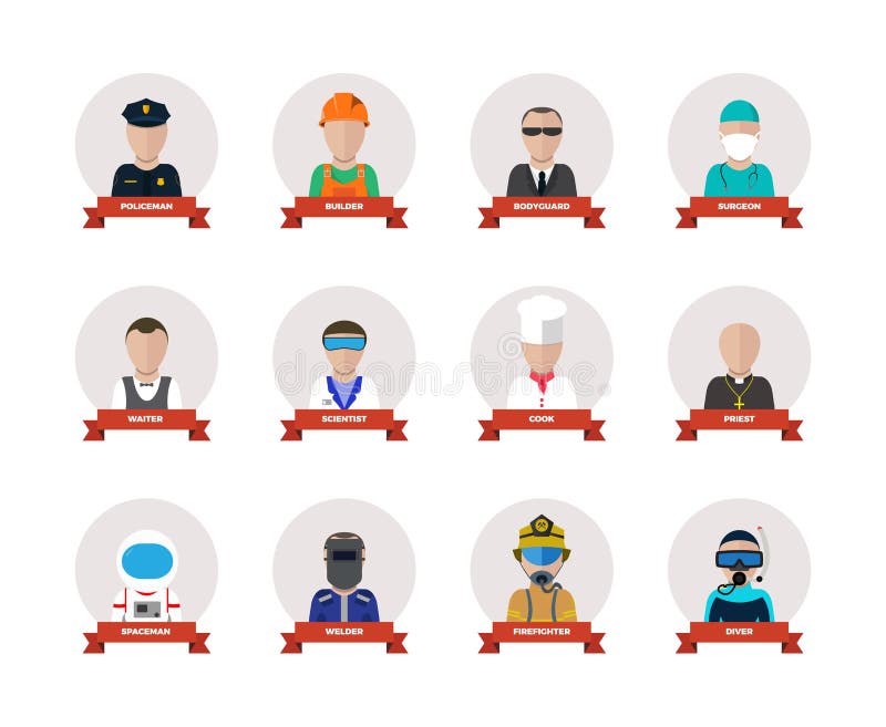 Set Man of Different Professions Stock Illustration - Illustration of ...