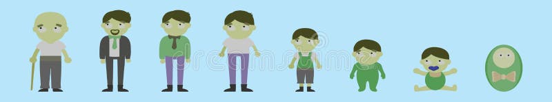 Set of Man Life Cycle Cartoon Icon Design Template with Various Models ...