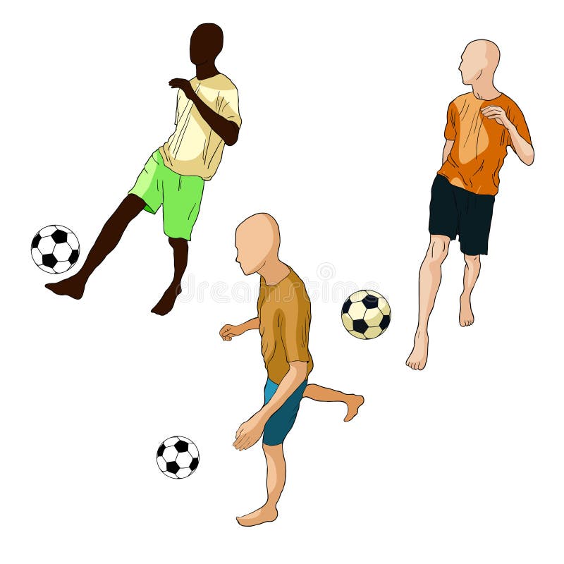 Set Man is Playing Soccer Ball. Vector Illustration Stock Vector ...