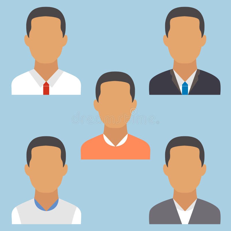 Set of Man Portrait. Various and Modern Avatar. Flat Design Vector ...