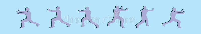 Set of Man Pushing Cartoon Icon Design Template with Various Models ...