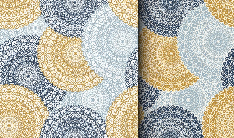 Set of Mandala Seamless Pattern. Oriental Ethnic Ornament for Textile ...