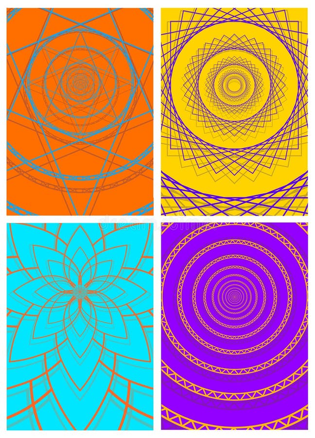 A Set of Four Posters with Geometric Mandala Stock Illustration ...