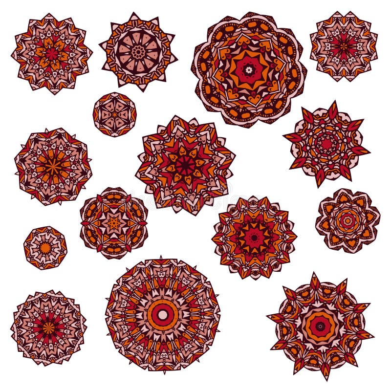 Set of Abstract Design Element. Round Mandalas in Vector. Graphic ...