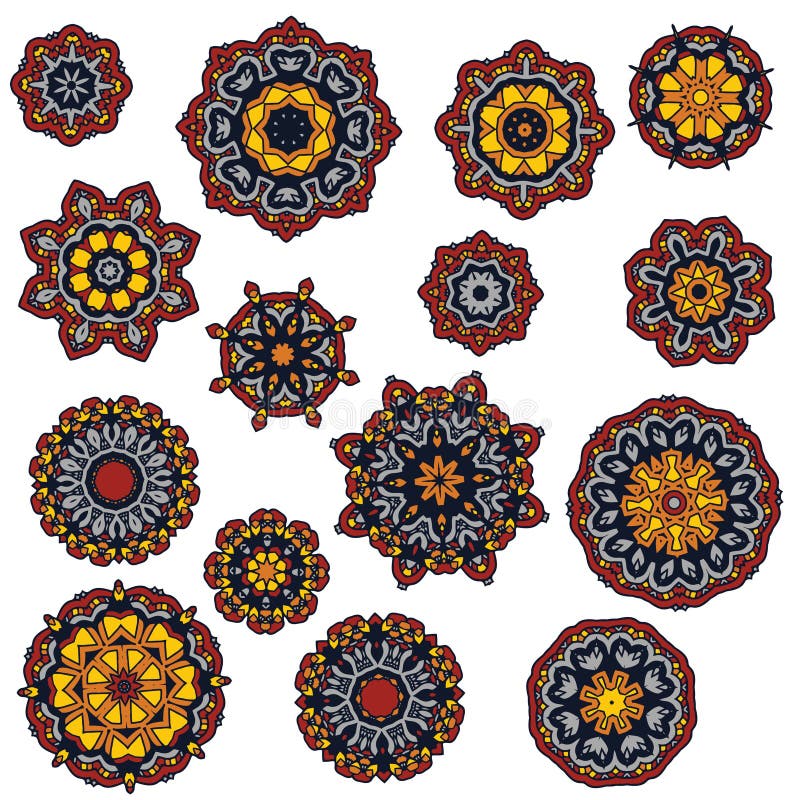 Set of Abstract Design Element. Round Mandalas in Vector. Graphic ...